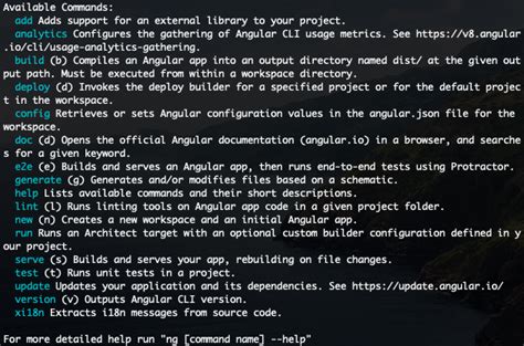 angular cli commands ng help angular awesome