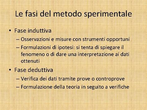 Metodo Sperimentale Le Fasi Del Metodo Sperimentale Fase