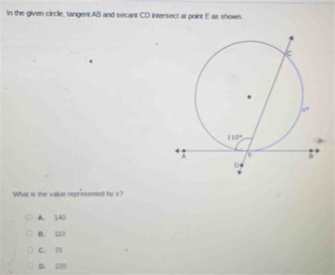Solved In The Given Circle Tangent Ab And Secant Cd Intersect At