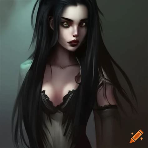 Beautiful Woman With Black Hair And Green Eyes On Craiyon