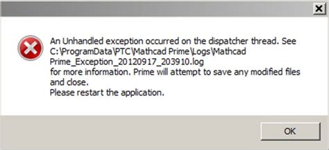 error an unhandled exception occurred on the disp ptc community