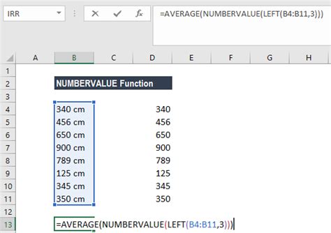 numbervalue function formula examples how to use
