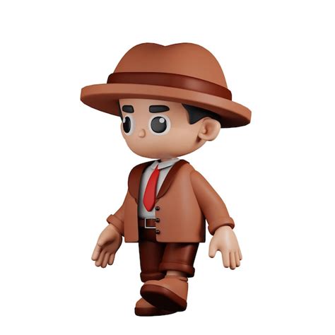 Premium Psd 3d Character Detective Walking Pose
