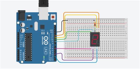 interfacing seven segment display on tinkercad 4 steps