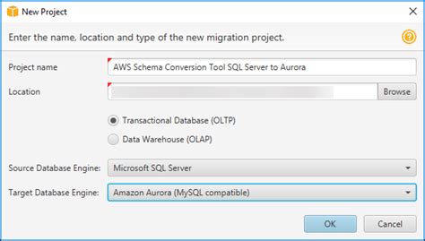 step 4 use aws sct to convert the sql server schema to aurora mysql