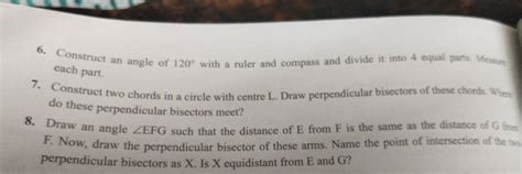6 Construct An Angle Of 120∘ With A Ruler And Compass And Divide It Into