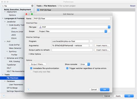 phpstorm php cs fixer フォーマット englndyl