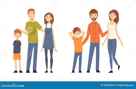 Famille Avec Mère Père Et Enfants Passer Du Temps à Marcher Ensemble