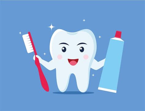 Premium Vector Happy Tooth Character With Toothpaste And Brush Dental
