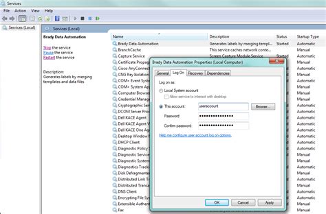 brady workstation data automation how to configure the server