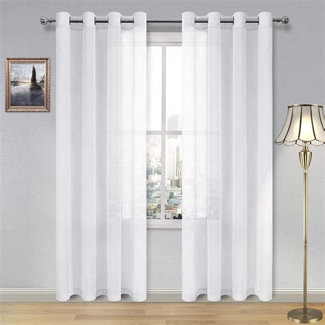 Dwcn White Sheer Curtains For Living Room Bedroom Faux