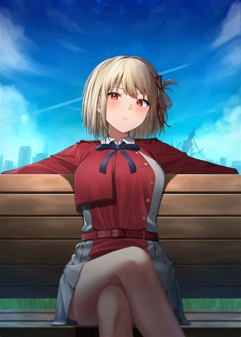Safebooru 1girl Absurdres Belt Blonde Hair Blue Ribbon Blue Sky Blush
