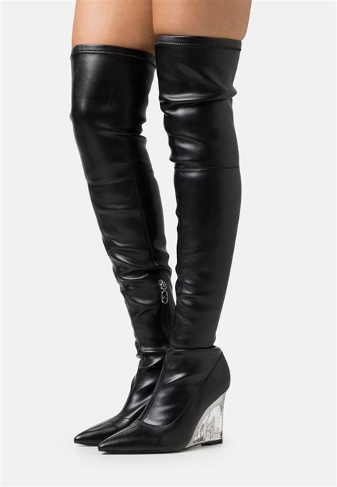 Karl Lagerfeld Ice Wedge Over The Knee Boots Black Black Zalando Ie