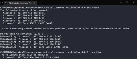 پاک کردن ورژن‌های قدیمی core sdk روزمرگی های یک برنامه نویس