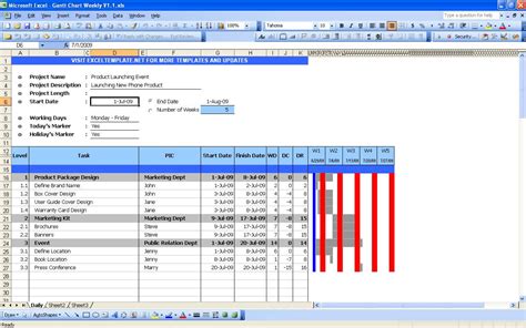 gantt chart excel templates