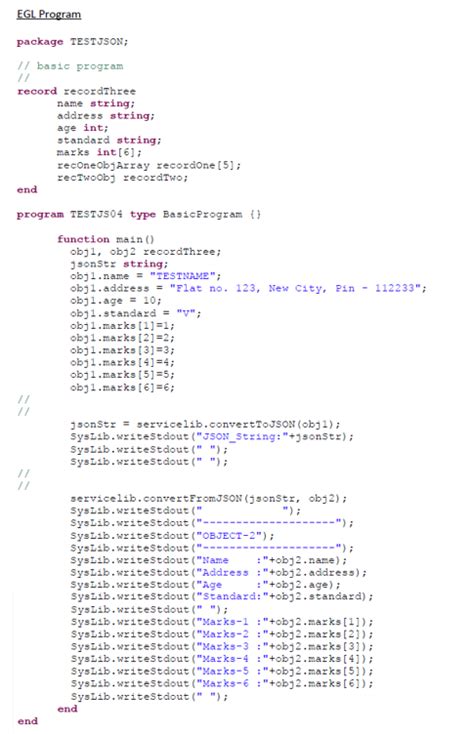 recommendations and considerations for the support of json in egl for