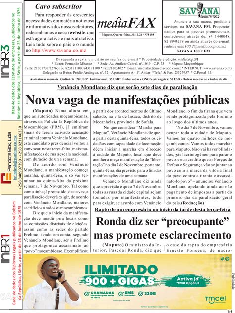 Mediafax 30 Out 2024 Jornais E Revistas Sapo Pt Última Hora E