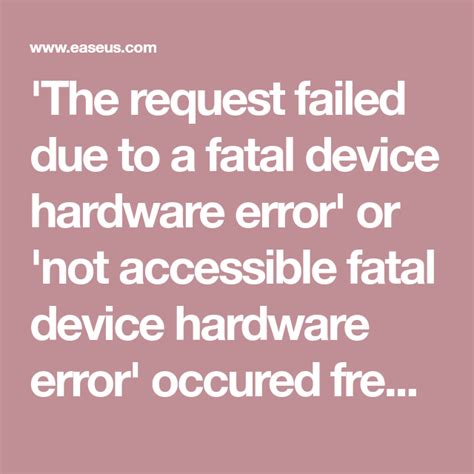 fix the request failed due to a fatal device hardware error seagate