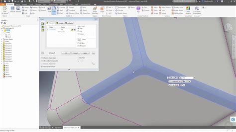 applying the constant radius fillet in inventor youtube