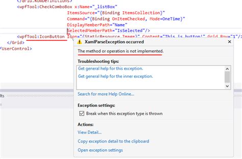 c the method or operation is not implemented exception even after