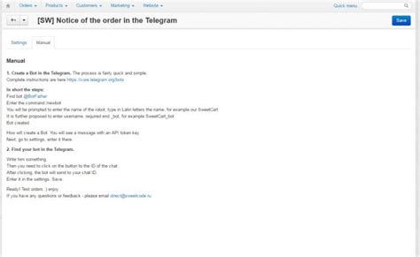 free addon cs cart notice in the telegram