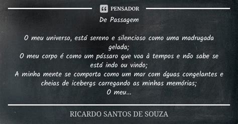 De Passagem O Meu Universo Está Sereno Ricardo Santos De Souza