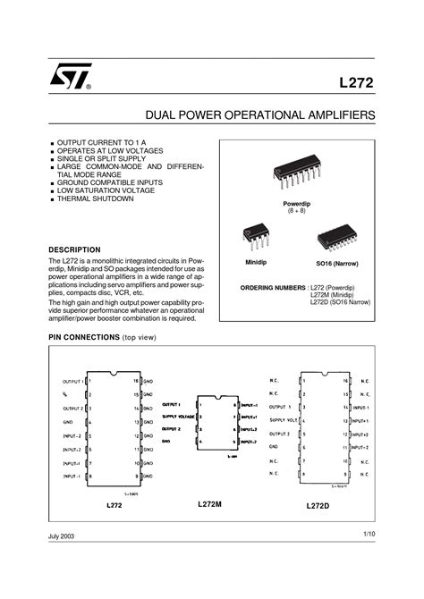 Datasheet L272 Stmicroelectronics Preview And Download