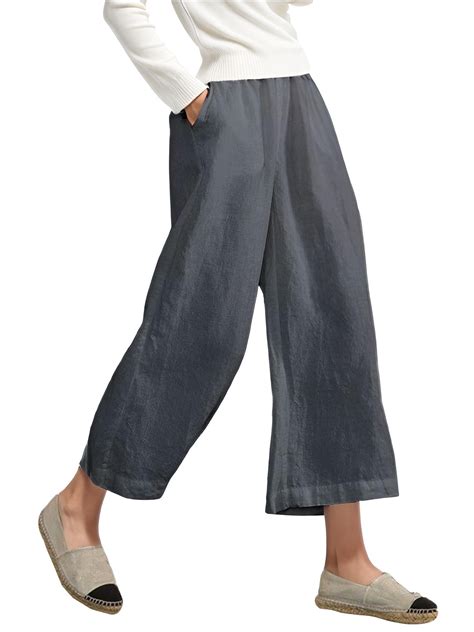 Yunafft Linen Pants Women Summer Casual Loose Womens Elastic Waist