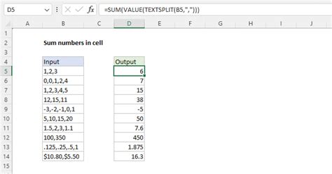 sum numbers in single cell excel formula exceljet
