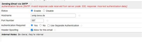 sending email via smtp always smtp invalid response code received