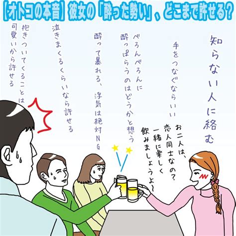 オトコの本音！ 彼女の「酔った勢い」、どこまで許せる？【イラストコラム】 モデルプレス