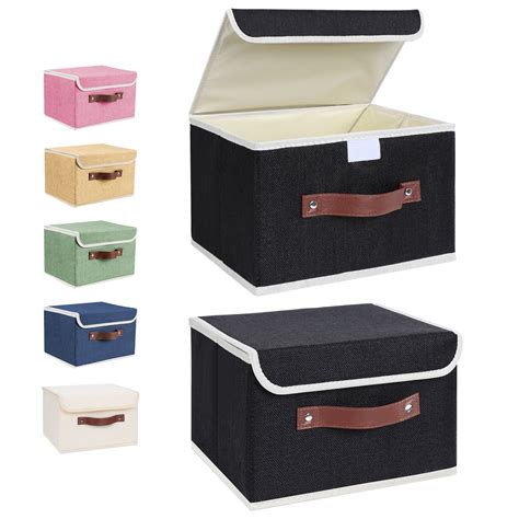 Anminy Large Cotton And Linen Fabric And Cardboard Foldable Storage Bin