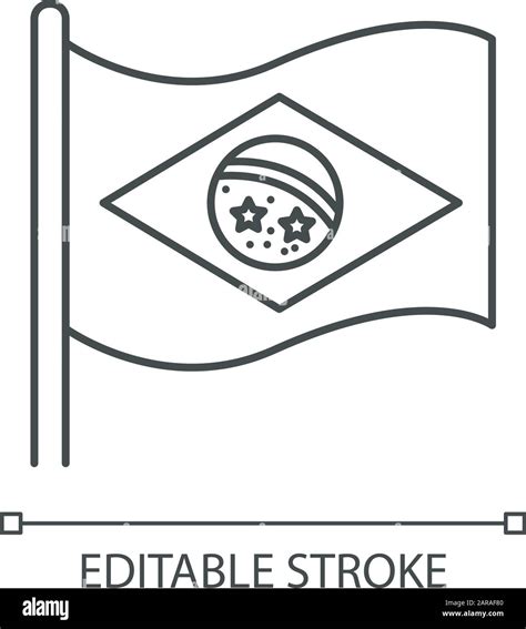 Bandera De Brasil Píxel Perfecto Icono Lineal Símbolo De Estado