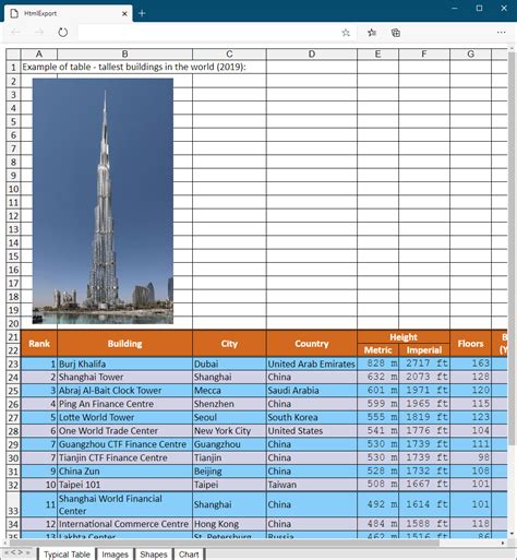 convert excel files to html from c vb application