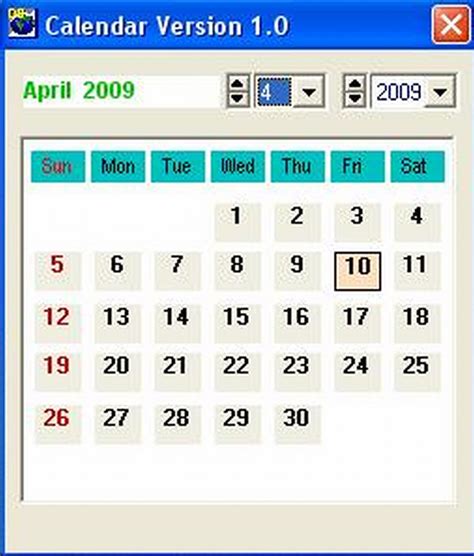 calendar version 1 0 free source code tutorials and articles