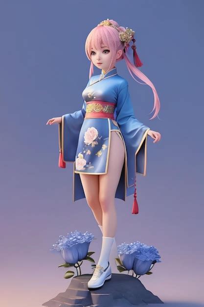 Premium Ai Image Cute Cartoon Character Model Beautiful Girl 3d