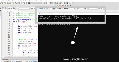 sum of digits of a number c program