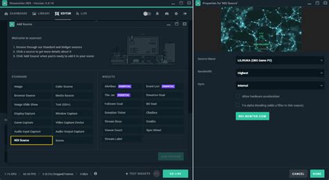 ndi receiving setup in streamlabs obs streamlabs