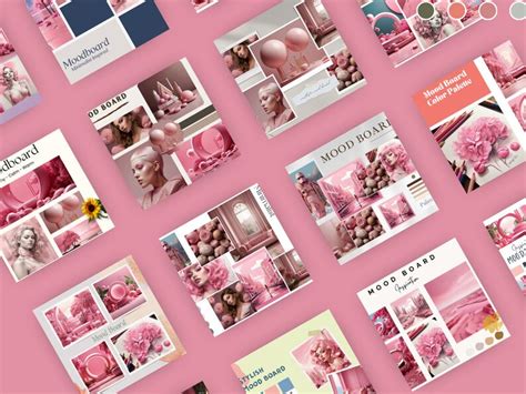 Pink Mood Board Templates Customizable Canva Colorful Mood Boards