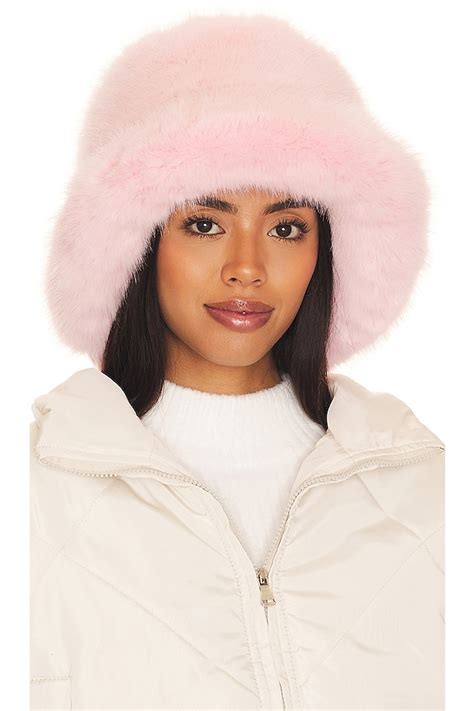 Jocelyn Oversized Faux Fur Bucket Hat In Pink Revolve