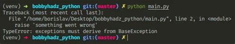 typeerror exceptions must derive from baseexception [fixed] bobbyhadz