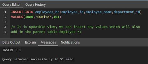 postgresql creating updatable views using with check option clause