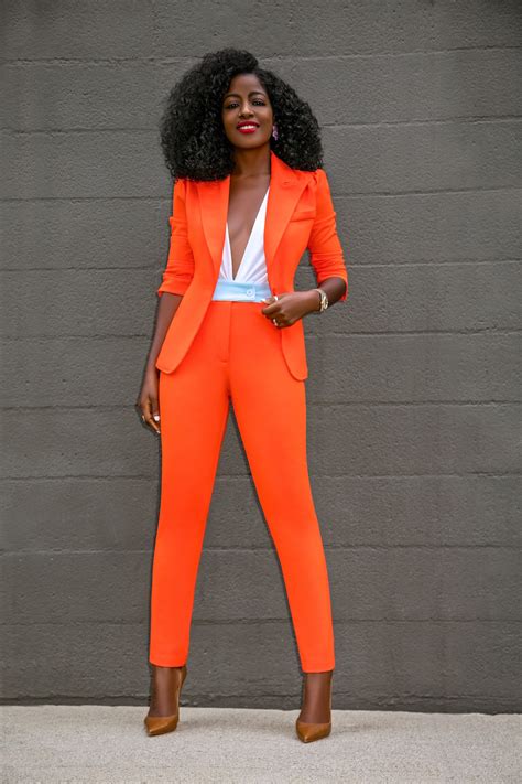 Style Pantry Power Suit Fitted Blazer Contrast Waist Pants