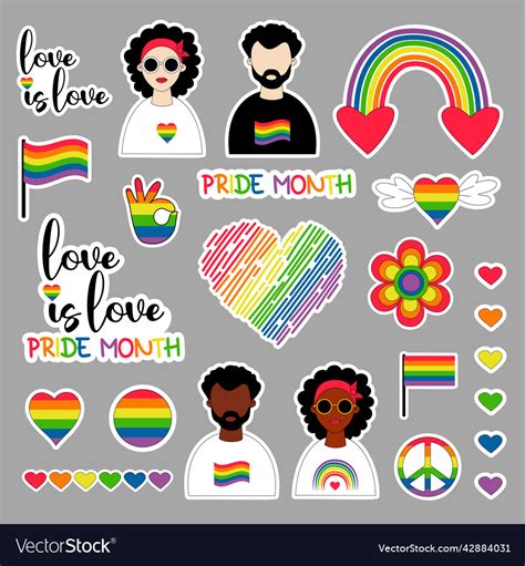 Collection Sticker Lgbtq Community Symbols Lgbt Vector Image