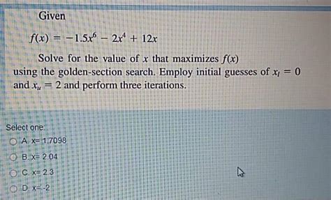 Solved Given F X 1 5x 2x4 12x Solve For The Value Of