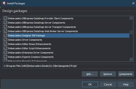 delphi 11 uses designide270 bpl instead of designide280 bpl and won t
