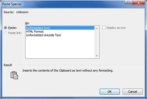 paste plain text in windows 10