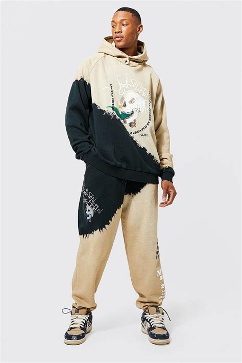 Oversized Man Graphic Tie Dye Tracksuit Boohoo Uk