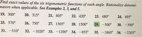 [answered] Find Exact Values Of The Six Trigonometric Functions Of Each