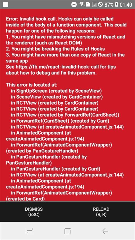 react native invalid hook call hooks can only be called inside of the